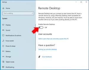 Using Windows 10 Remote Desktop